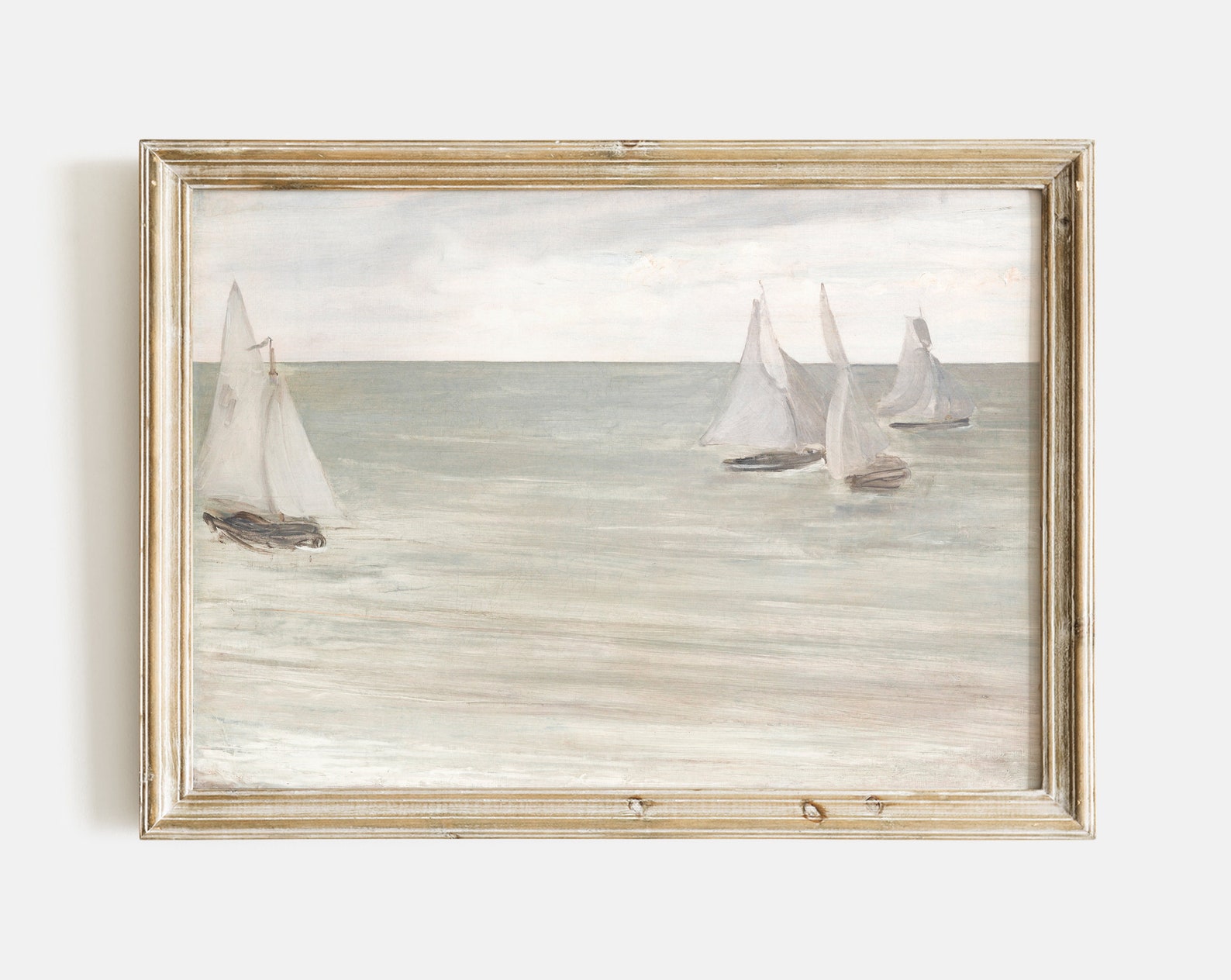 Vintage Nautical Painting Muted Seascape Print Neutral - Etsy