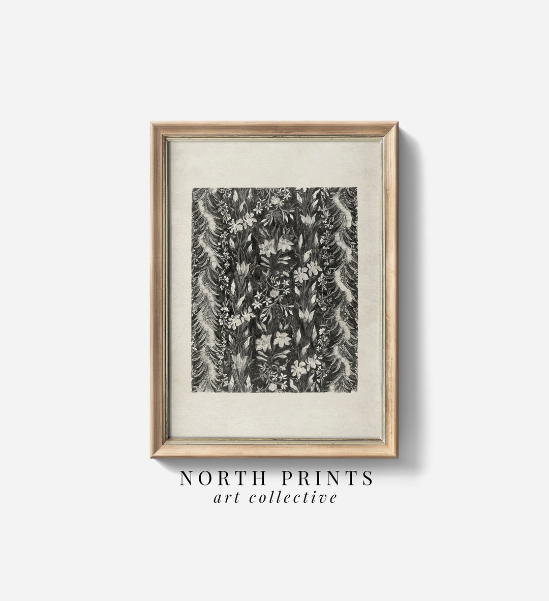 PRINTABLE Antique Neutral Botanical Pattern Art DIGITAL Downloadable ...