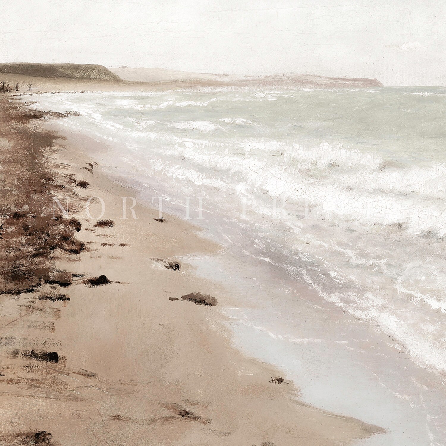 Muted Beach Art Print Vintage Coastal Painting Digital - Etsy