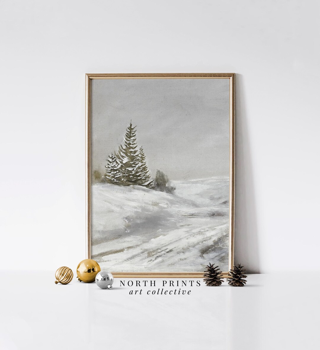 Winter Landscape Art Print, Christmas Wall Art PRINTABLE Downloadable ...