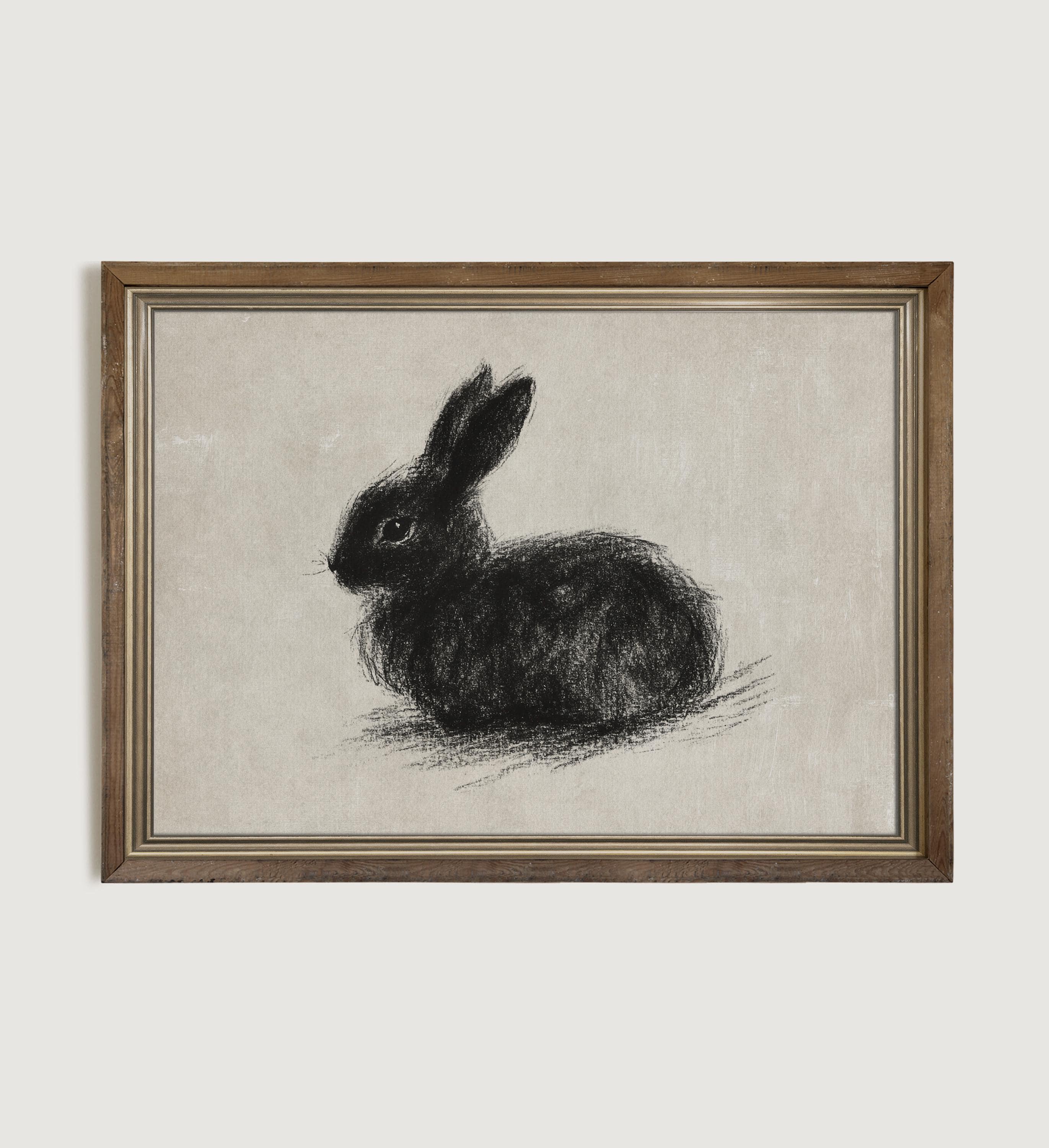 Rabbit Charcoal Sketch: Rustic Woodland Art (digital PRINTABLE) 9-93 - Etsy