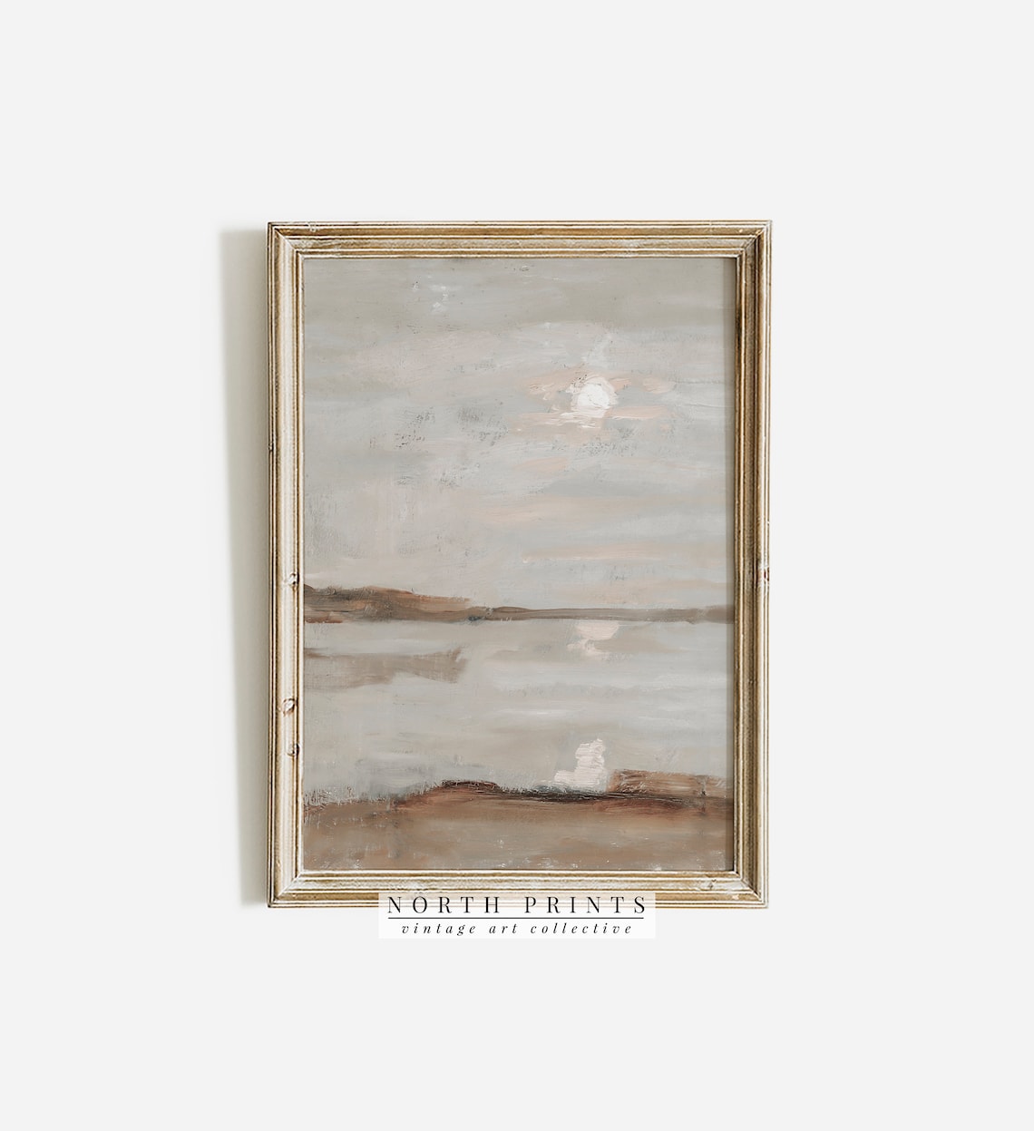 Muted Beach Scene Oil Painting: Warm Tone Coastal Art (digital Download ...
