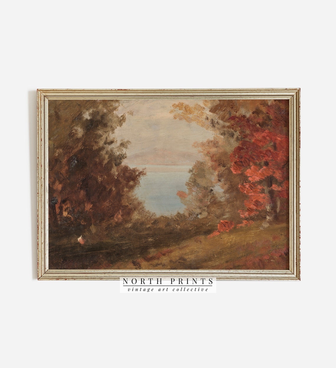 Autumn Lake Painting Fine Art Vintage Landscape Wall Art - Etsy UK
