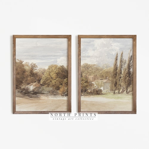 Two Piece Landscape Print SET Split Panel PRINTABLE - Etsy