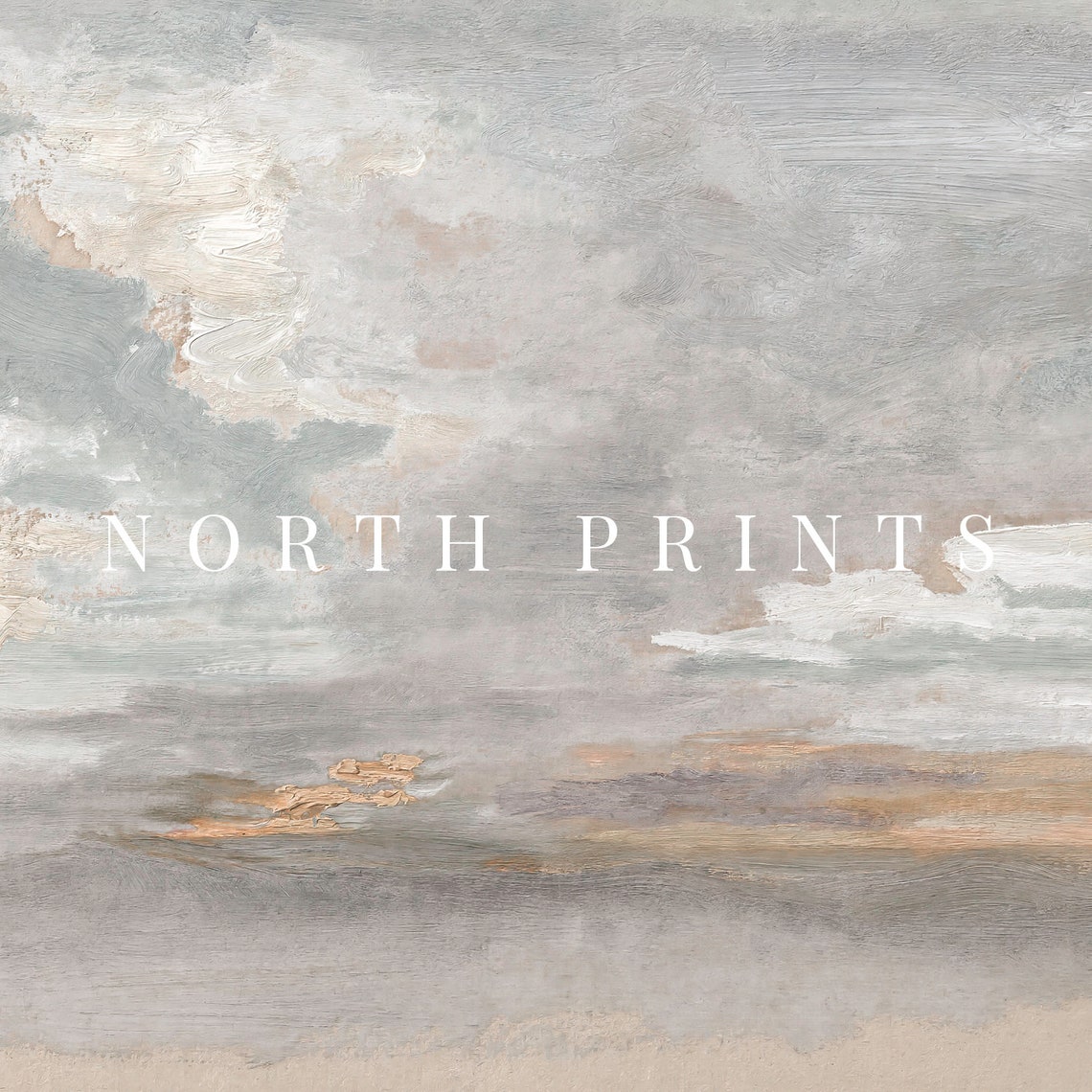 Vintage Neutral Cloud Painting Landscape Print Modern - Etsy