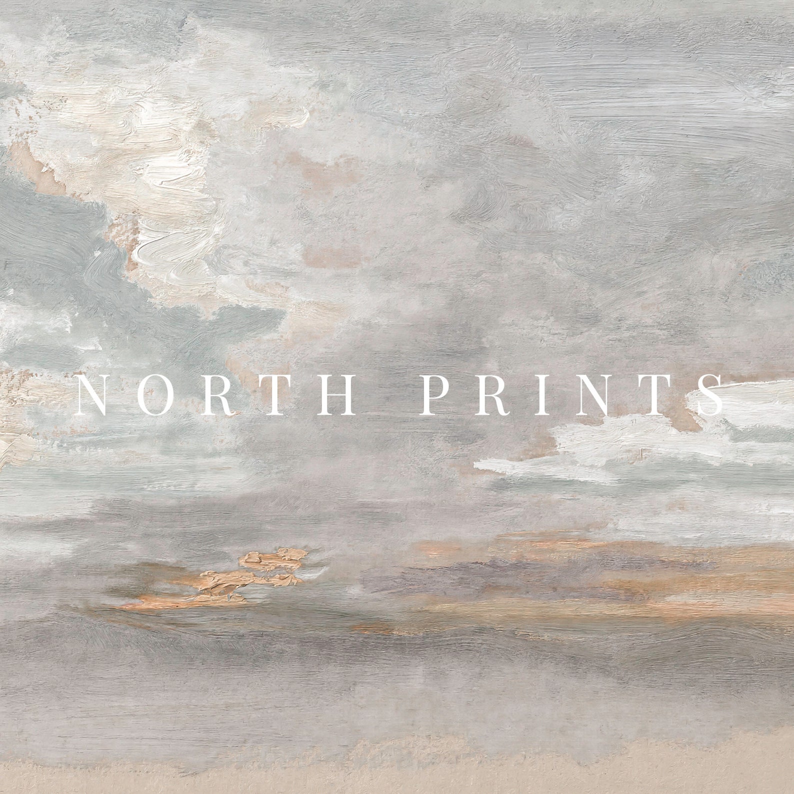 Vintage Neutral Cloud Painting Landscape Print Modern - Etsy