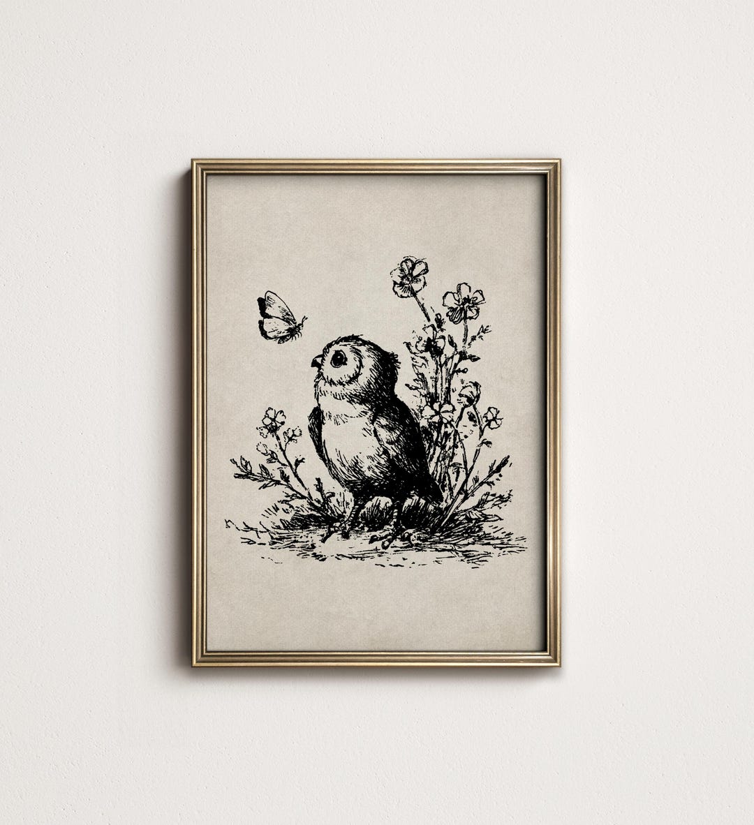 Owl Sketch Art Print: Cottagecore Nursery Wall Decor (digital Download ...