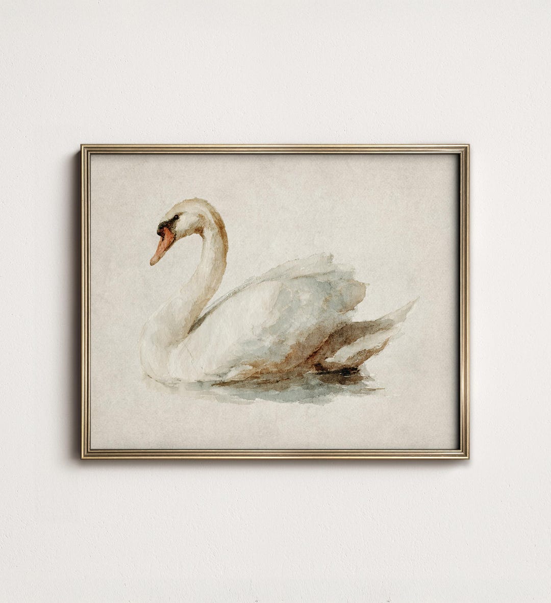Vintage Swan Wall Art Print, Elegant Nursery Bird Painting, Neutral ...