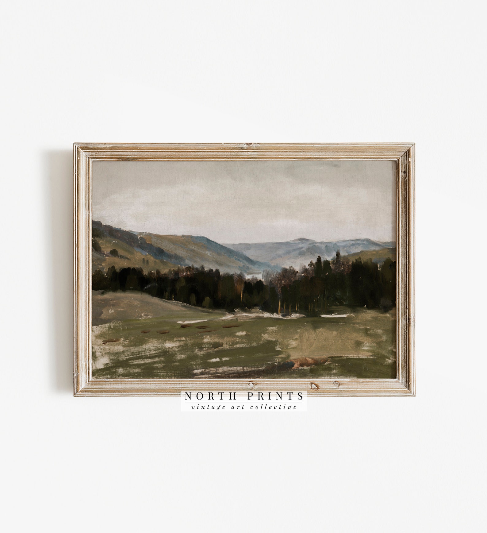 Rustic Landscape Oil Painting Moody Mountain Print Forest - Etsy