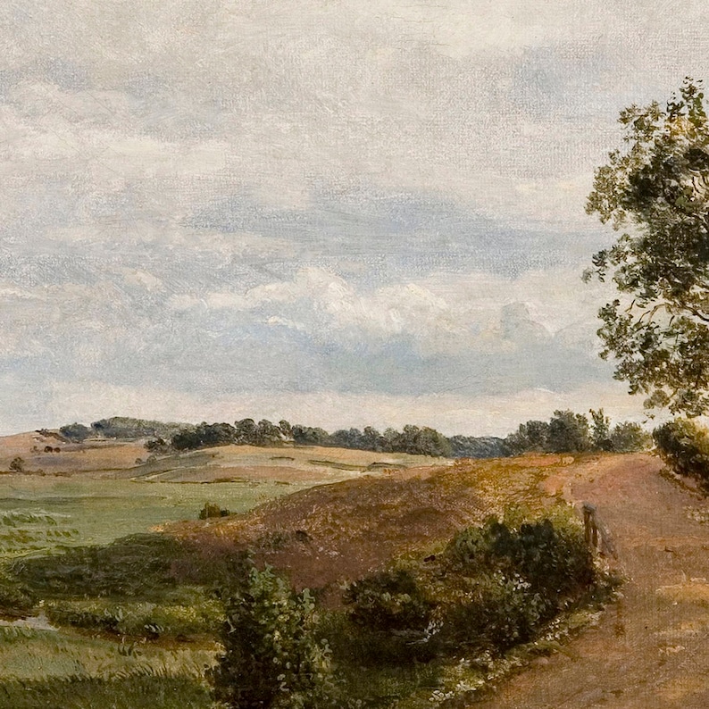 Country Landscape Print | Vintage Farmhouse Country Road Painting North ...