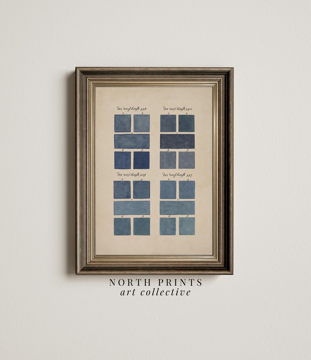 Blue Vintage Color Chart Art PRINTABLE, Kids Room Nursery Wall Decor ...