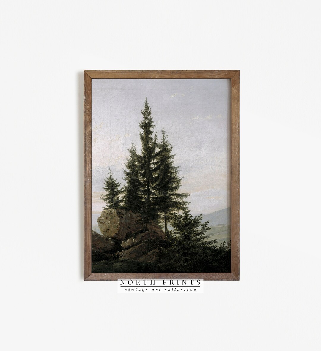 Vintage Pine Forest Tree Painting | Vintage Print | Rustic Nursery ...