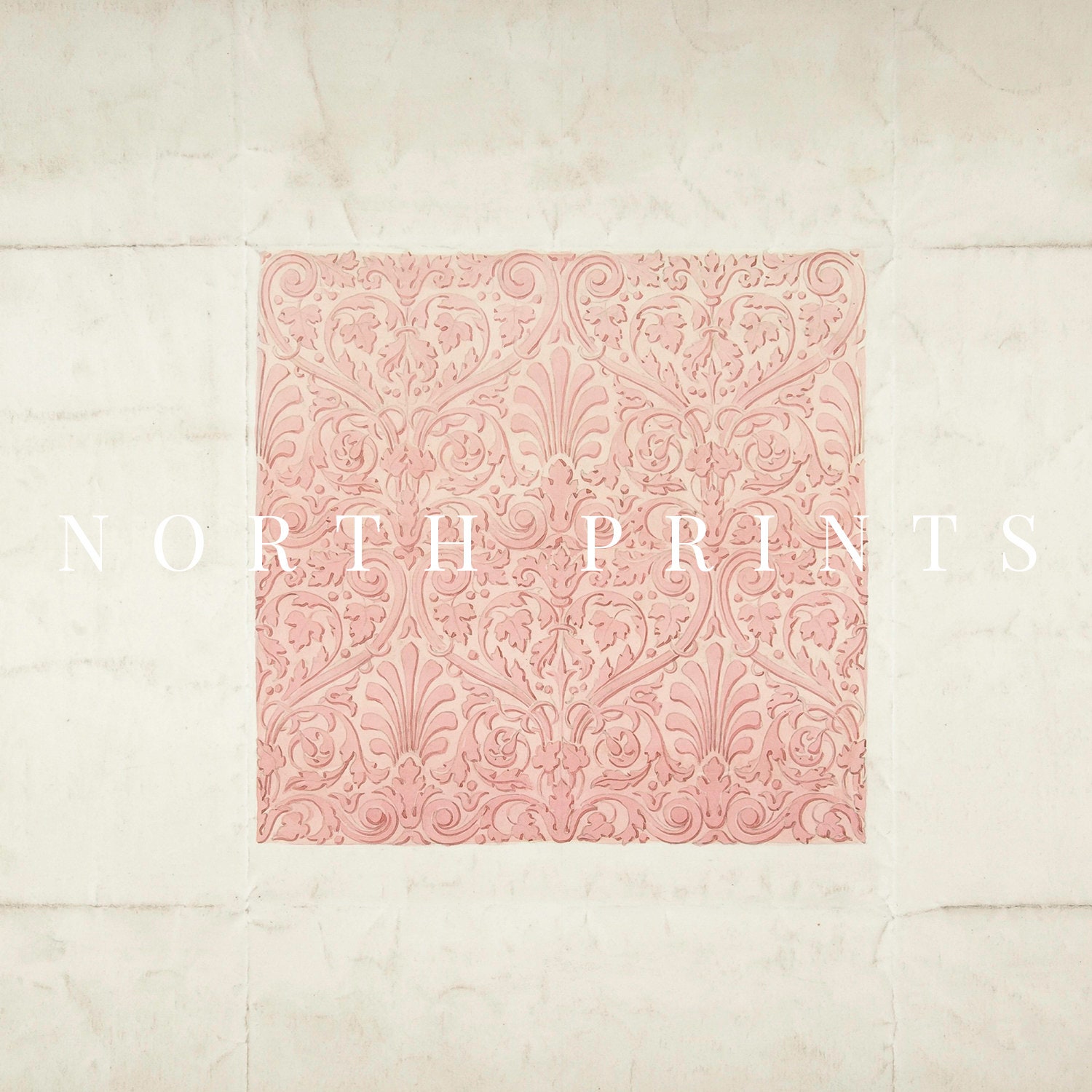 Antique Pink Textile Pattern Art Print Vintage Bedroom Wall - Etsy