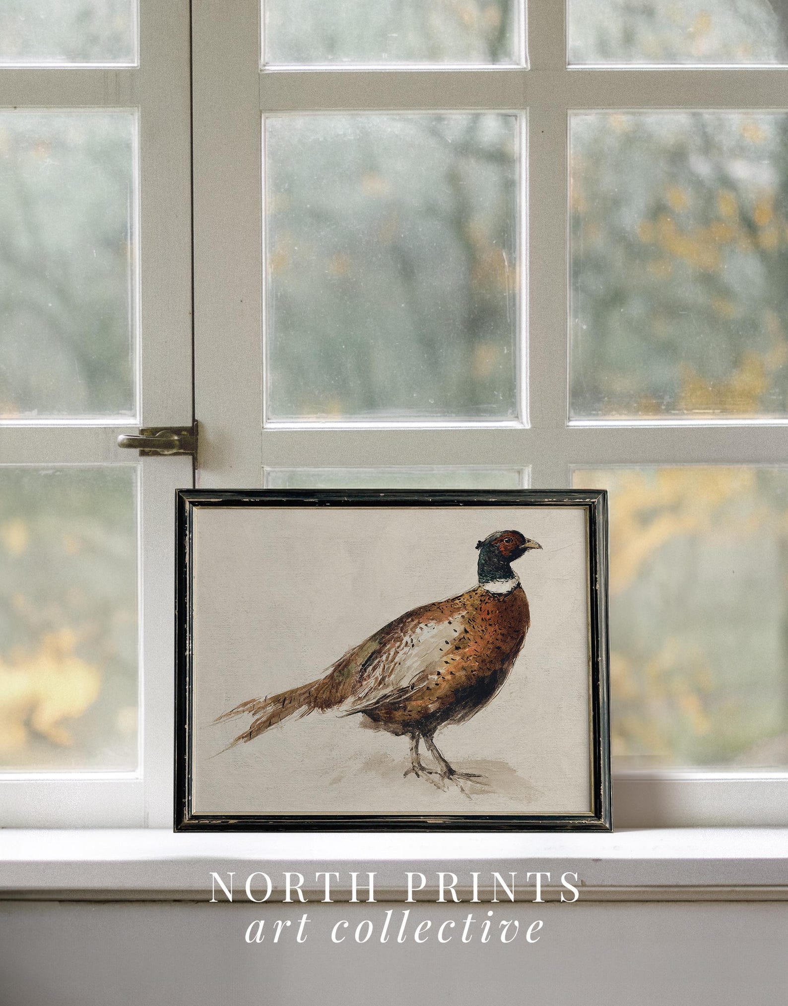 Vintage Pheasant Wall Art, Rustic Wildlife Bird Painting, Autumn ...