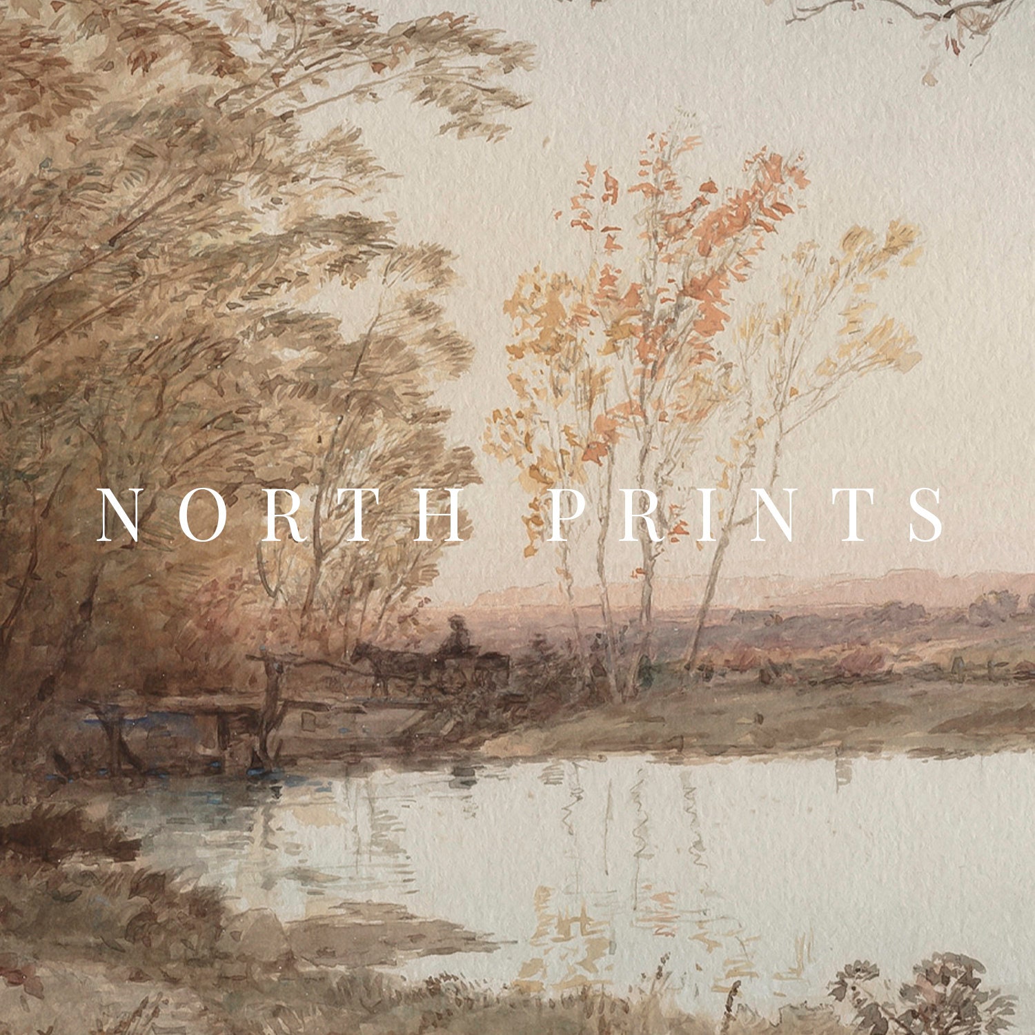 Muted Autumn Pond Landscape Painting Vintage Wall Art - Etsy