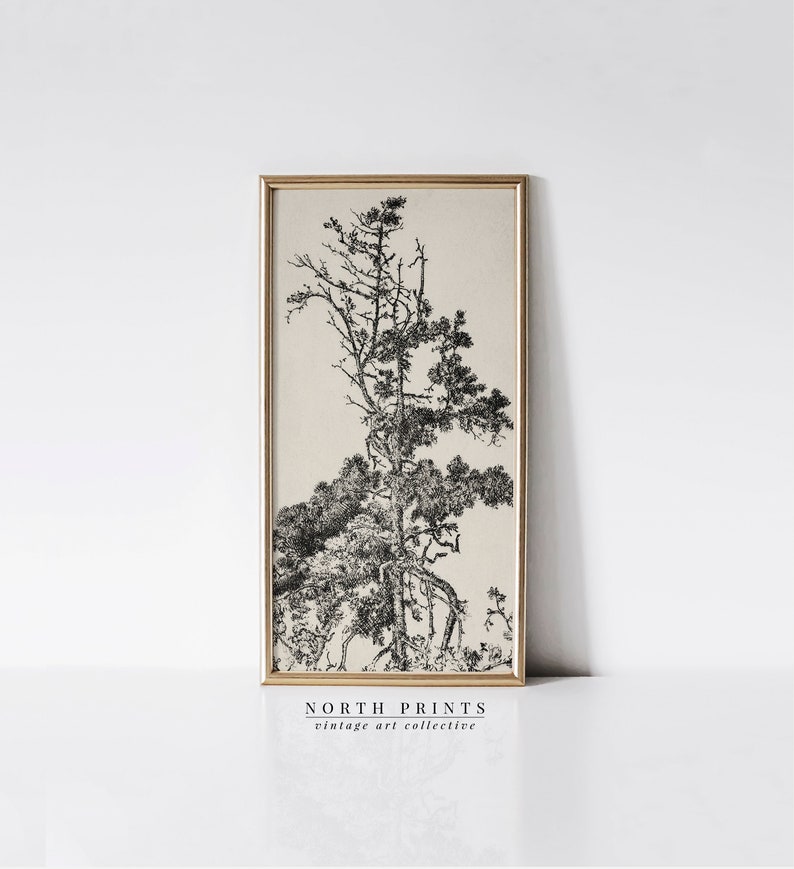 North Prints Vintage Rustic Tree Gallery Wall Sketches - Etsy