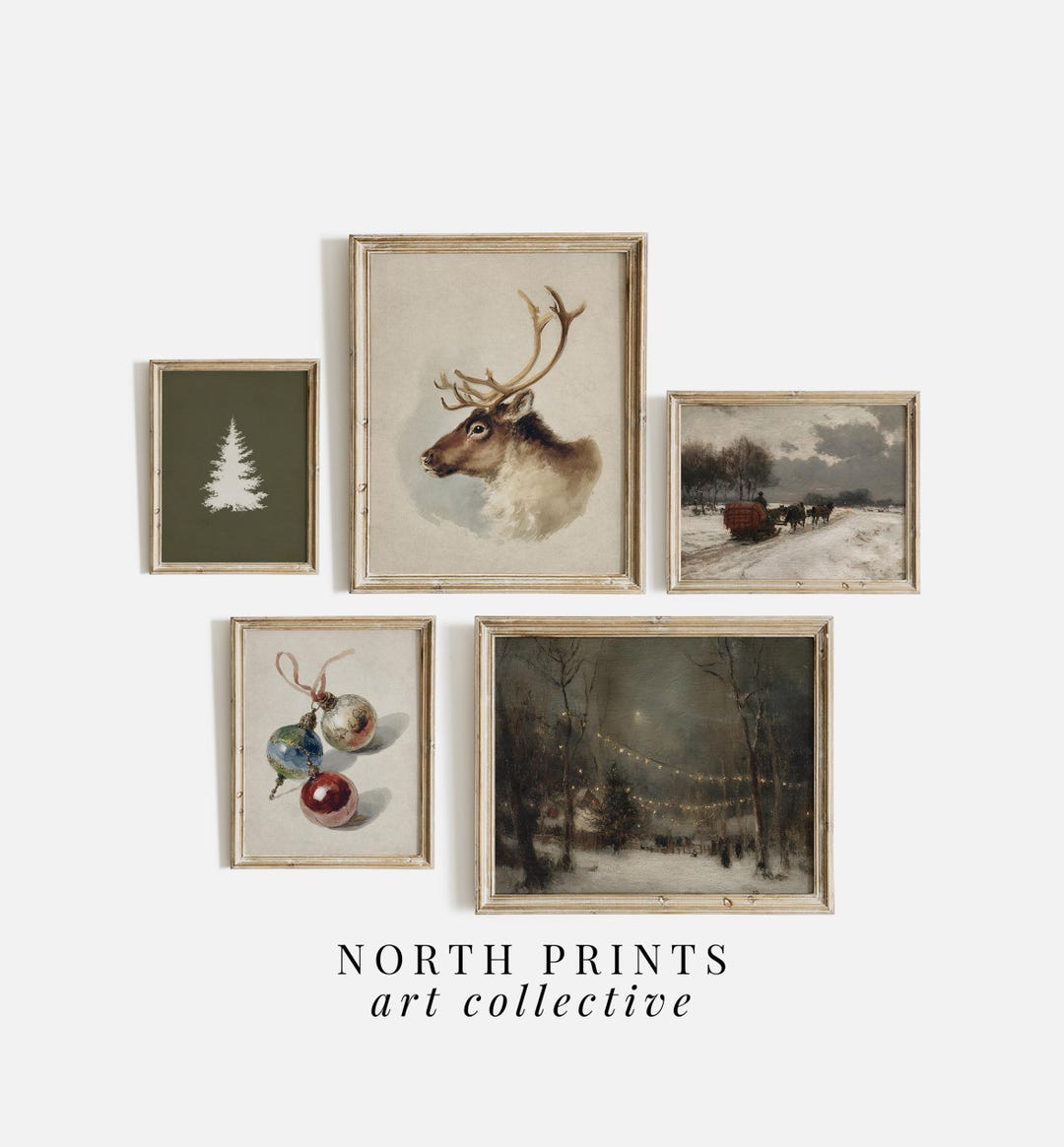 Nordic Winter Holiday Art Bundle, Rustic Country Farmhouse Gallery Wall ...