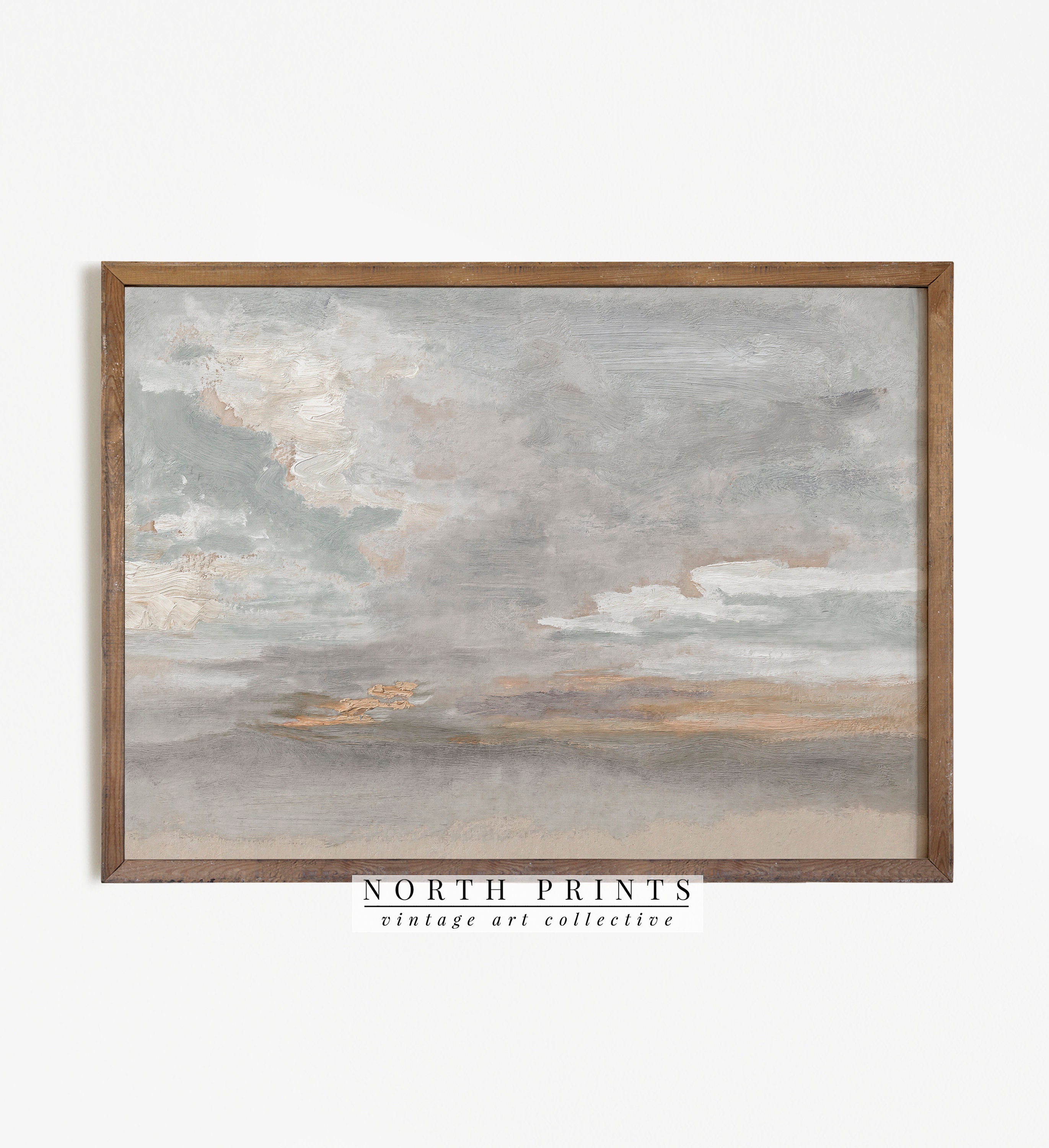 Vintage Neutral Cloud Painting Landscape Print Modern - Etsy