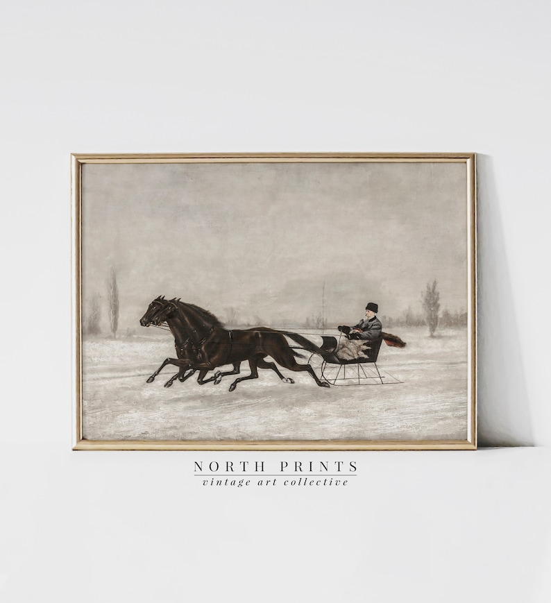 Vintage Winter Sleigh Ride Wall Art Country Christmas - Etsy