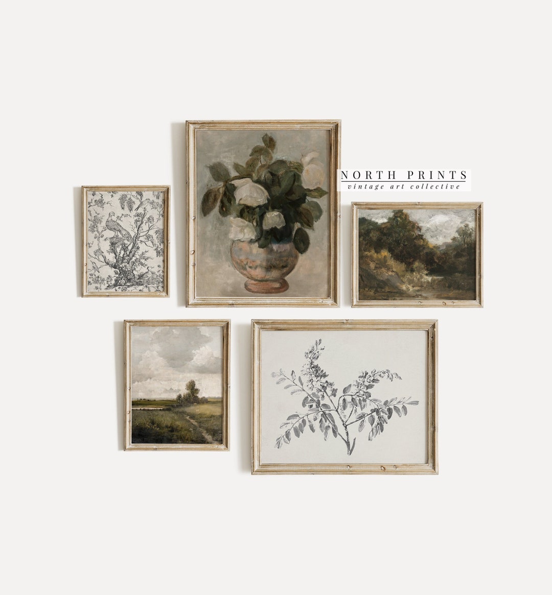 PRINTABLE Gallery Wall Set of FIVE | Vintage Summer Farmhouse Country ...