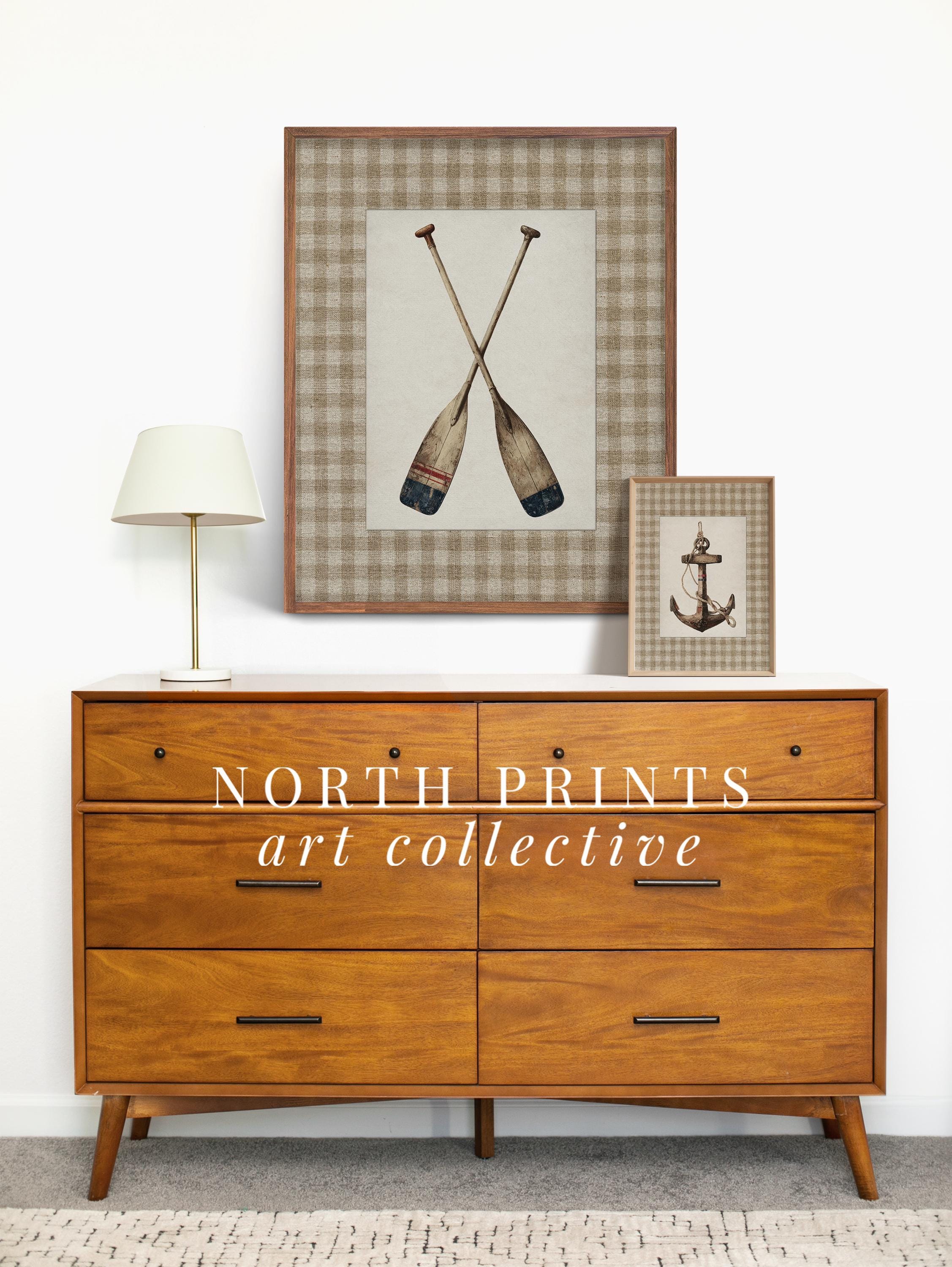 Preppy Rowing Oars Print: Coastal Lake House Wall Art Decor, Digital ...