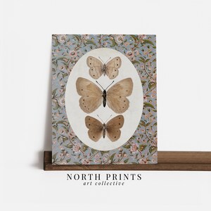 Vintage Butterfly Art Print: Soft Blue Cottagecore Decor (printable ...