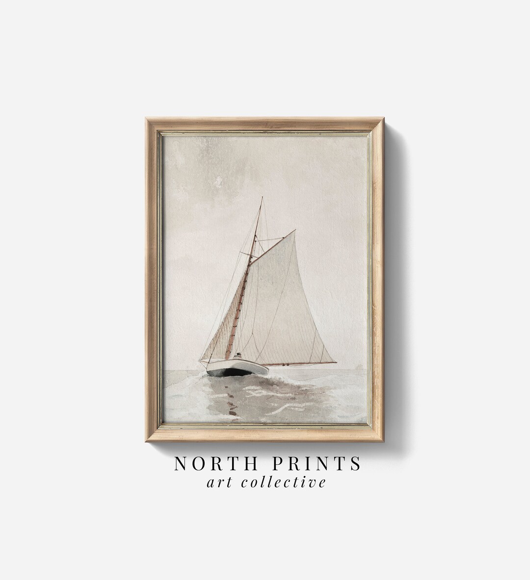 Vintage Sailboat PRINTABLE Digital Wall Art Soft Neutral Coastal ...