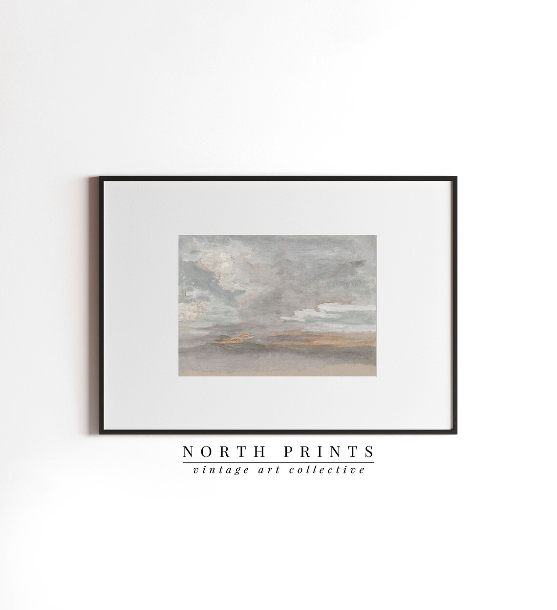 Vintage Neutral Cloud Painting Landscape Print Modern - Etsy