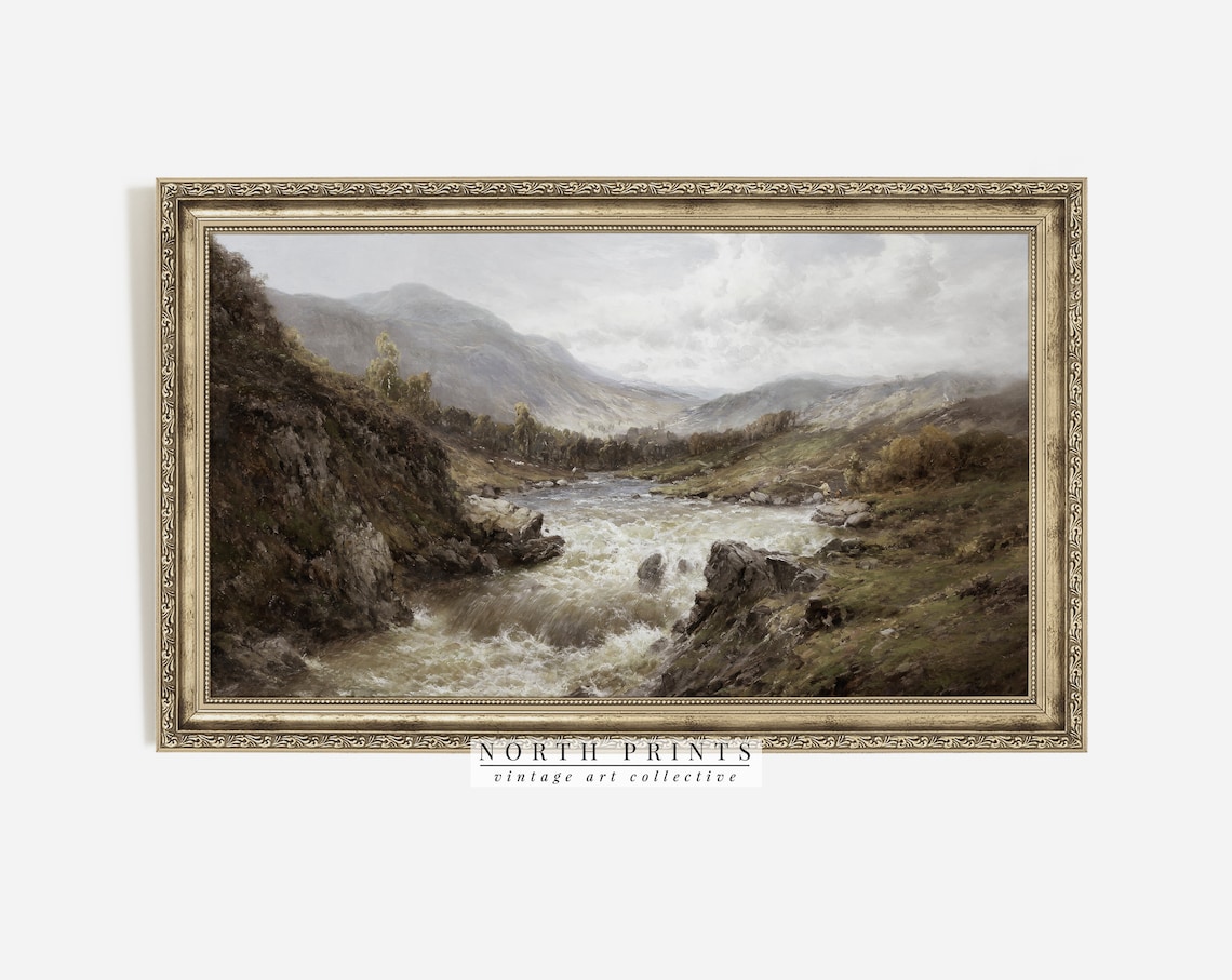 Samsung Frame TV Art | Vintage Rustic Mountain Landscape DIGITAL ...