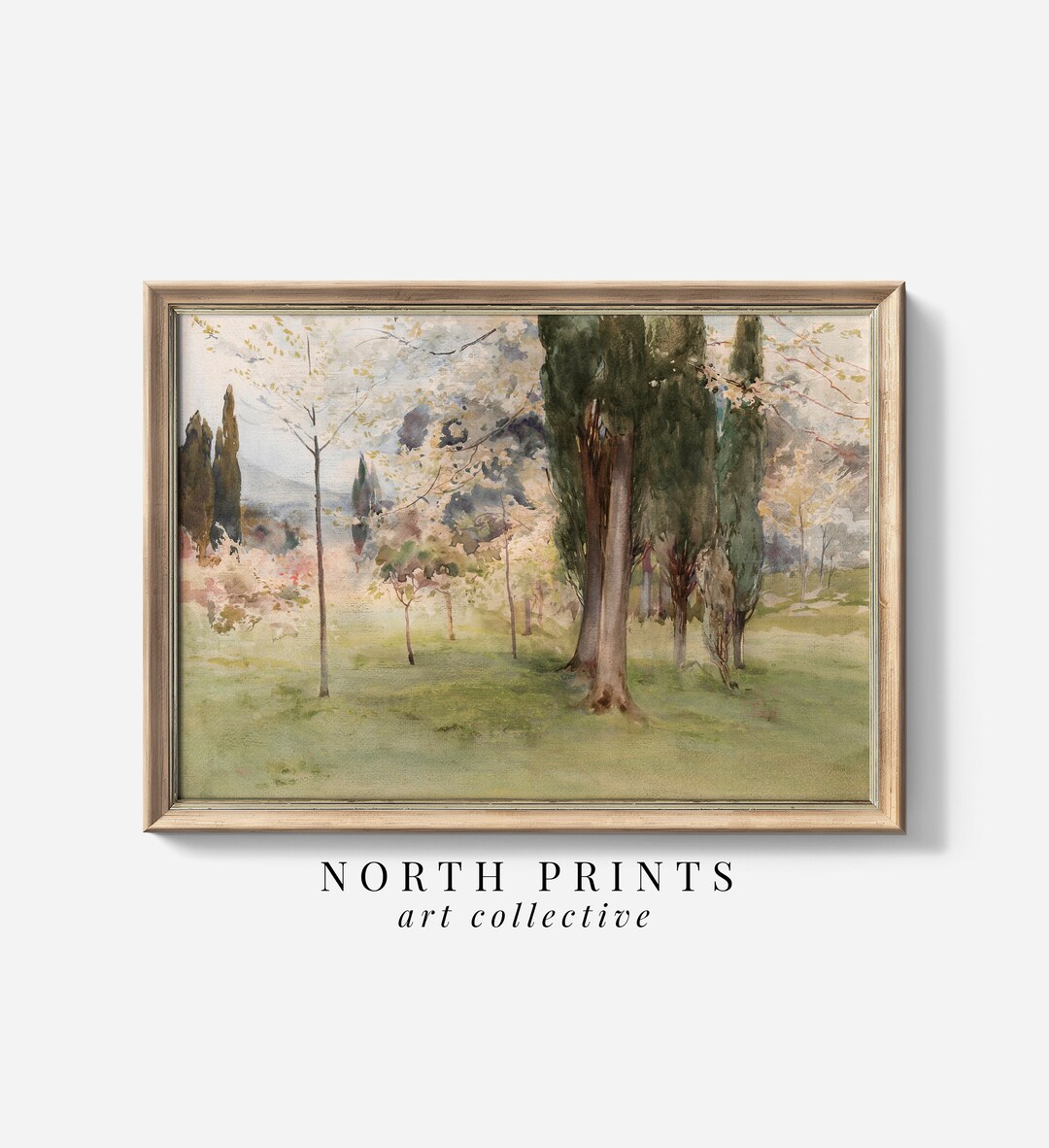 PRINTABLE Spring Vintage Country Landscape Painting Wall Art Digital ...