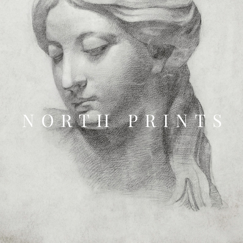 Antique Female Portrait Study Vintage Sketch Art Drawing - Etsy