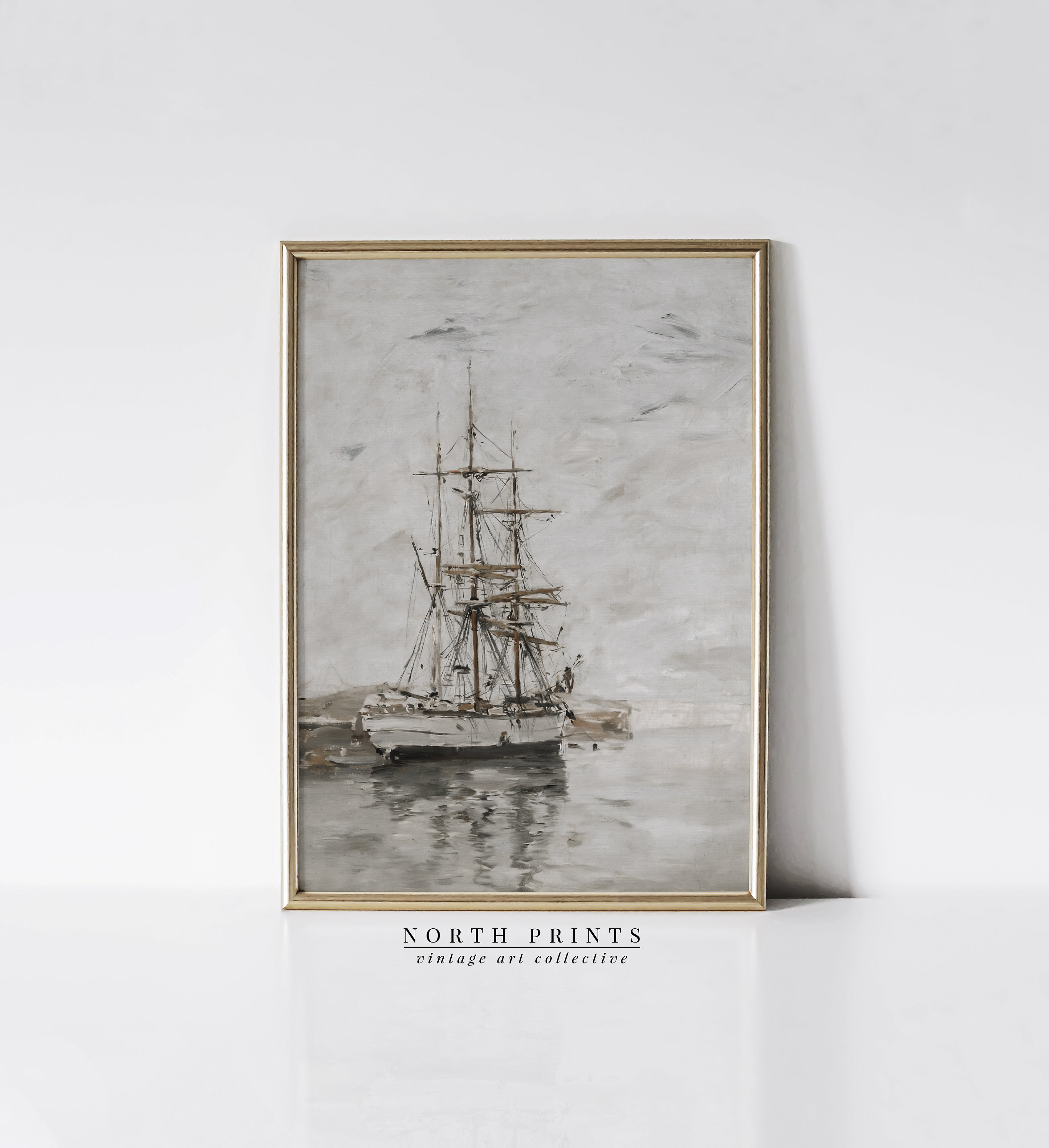 Muted Nautical Ship Art PRINTABLE Oil Painting Vintage - Etsy