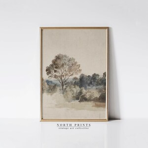 Vintage Muted Landscape Gallery Wall SET of Three | Neutral Tree Art ...