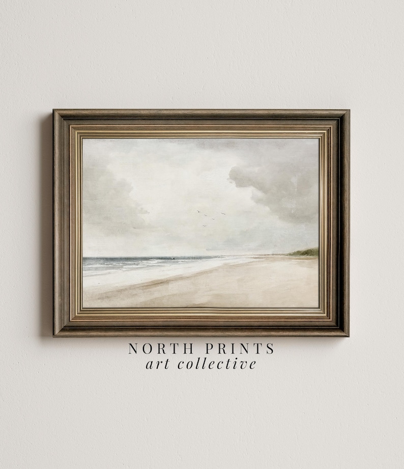 Neutral Coastal Beach Painting: Muted Tones Art Print (digital Download ...