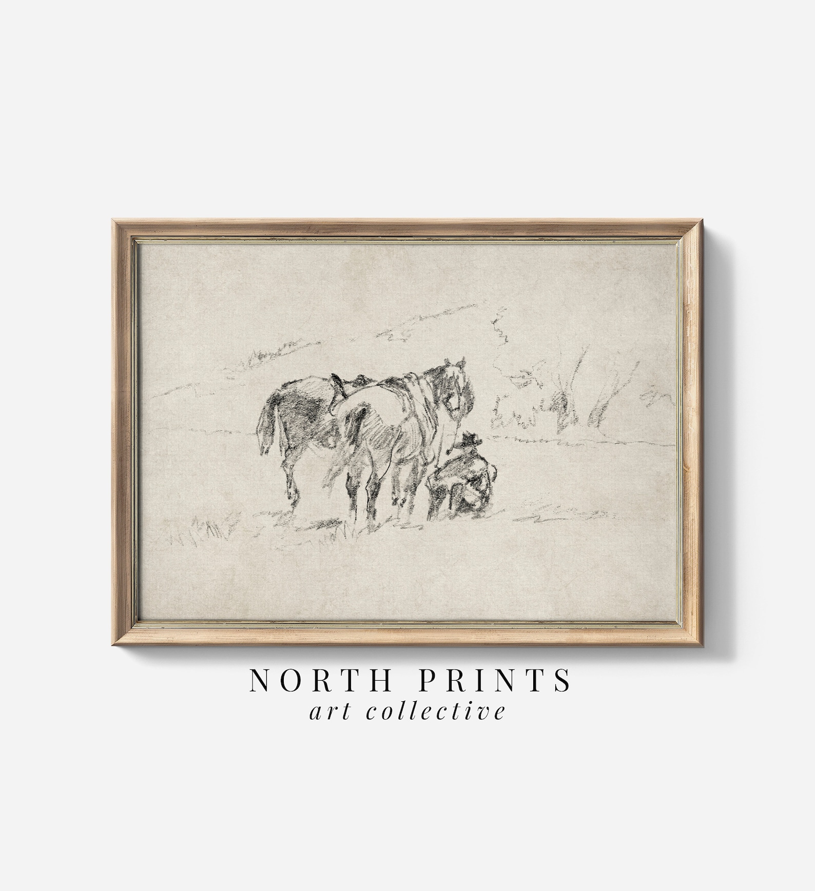 PRINTABLE Vintage Western Cowboy Sketch | Minimalist Neutral Wall Art ...
