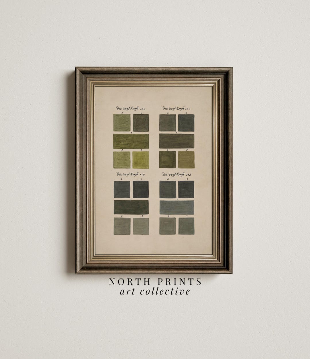 Green Color Chart PRINTABLE Art, Vintage Rustic Decor, Cozy Fall Wall ...