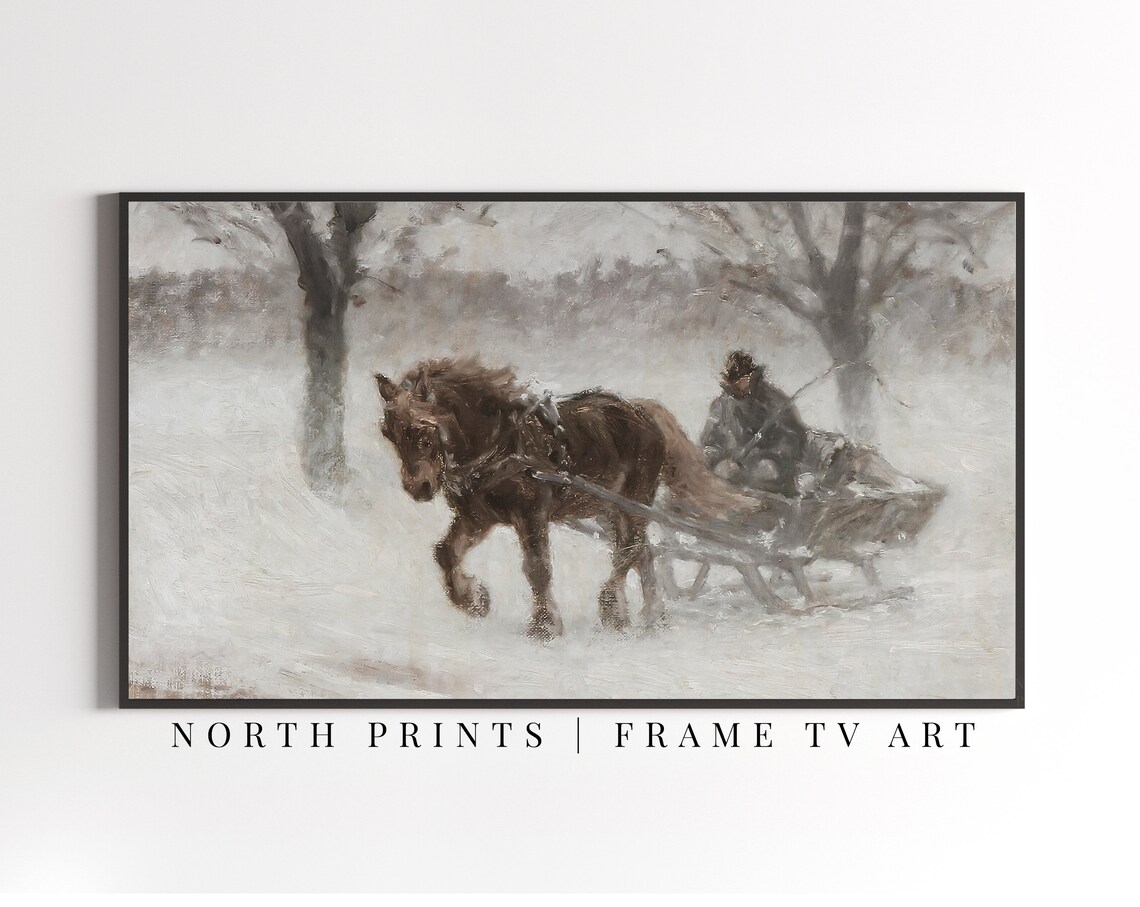 Country Christmas Scenery FRAME TV Art Painting | Rustic Farmhouse ...