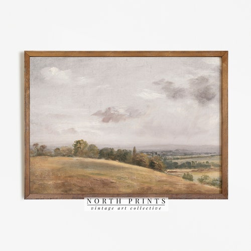 Muted Autumn Pond Landscape Painting Vintage Wall Art - Etsy