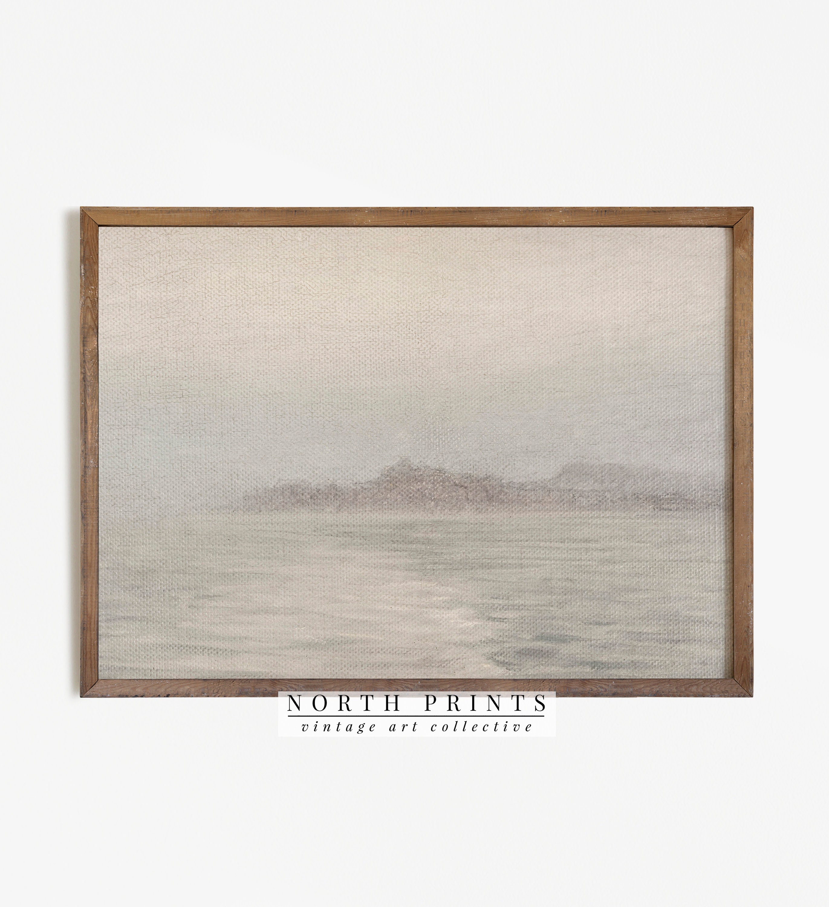 Vintage Tonal Coastal Painting | Muted Green Wall Art | Digital ...