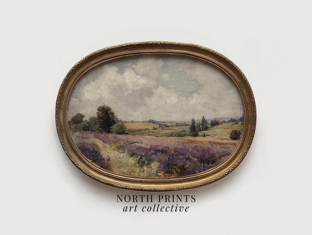 Arte mural campestre con lavanda francesa, paisaje vintage, descarga ...