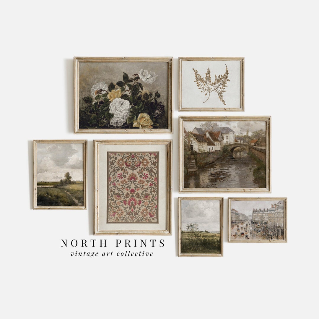 PRINTABLE Vintage Gallery Wall Art SET of Seven | Antique Prints Warm ...