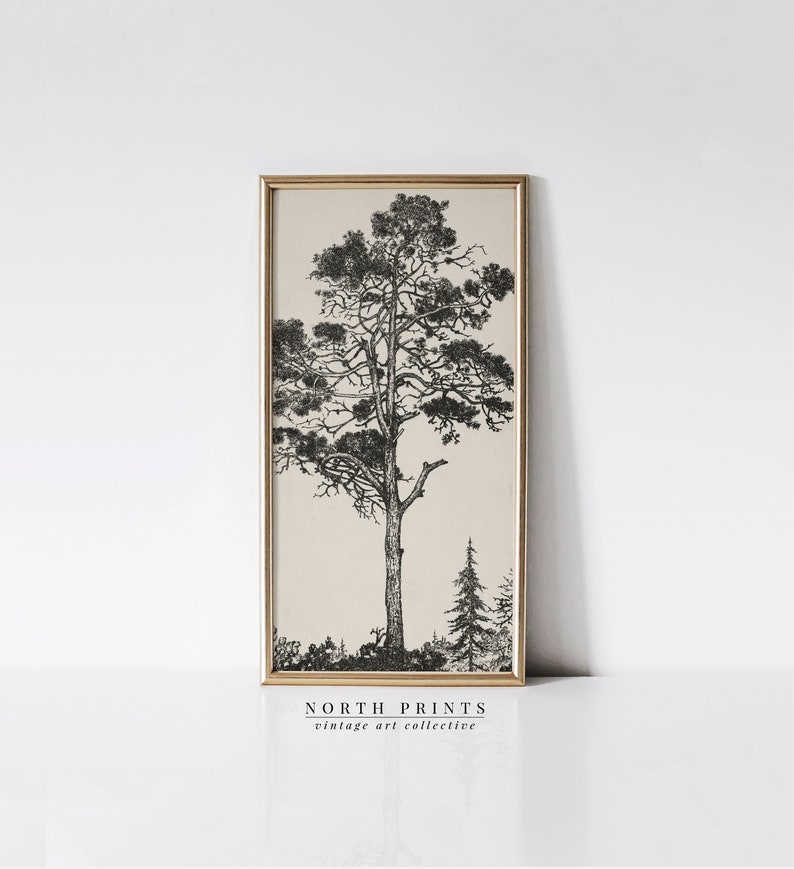 North Prints Vintage Rustic Tree Gallery Wall Sketches - Etsy