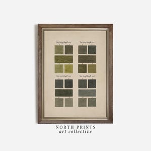 Green Color Chart Printable Art: Vintage Rustic Play Room Decor ...