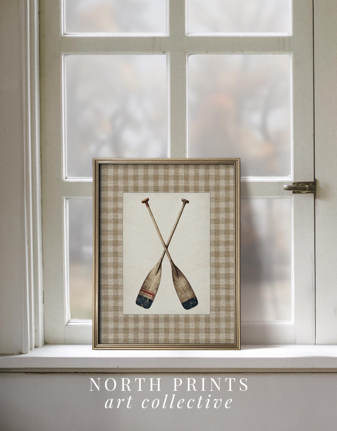 Preppy Rowing Oars Print: Coastal Lake House Wall Art Decor, Digital ...