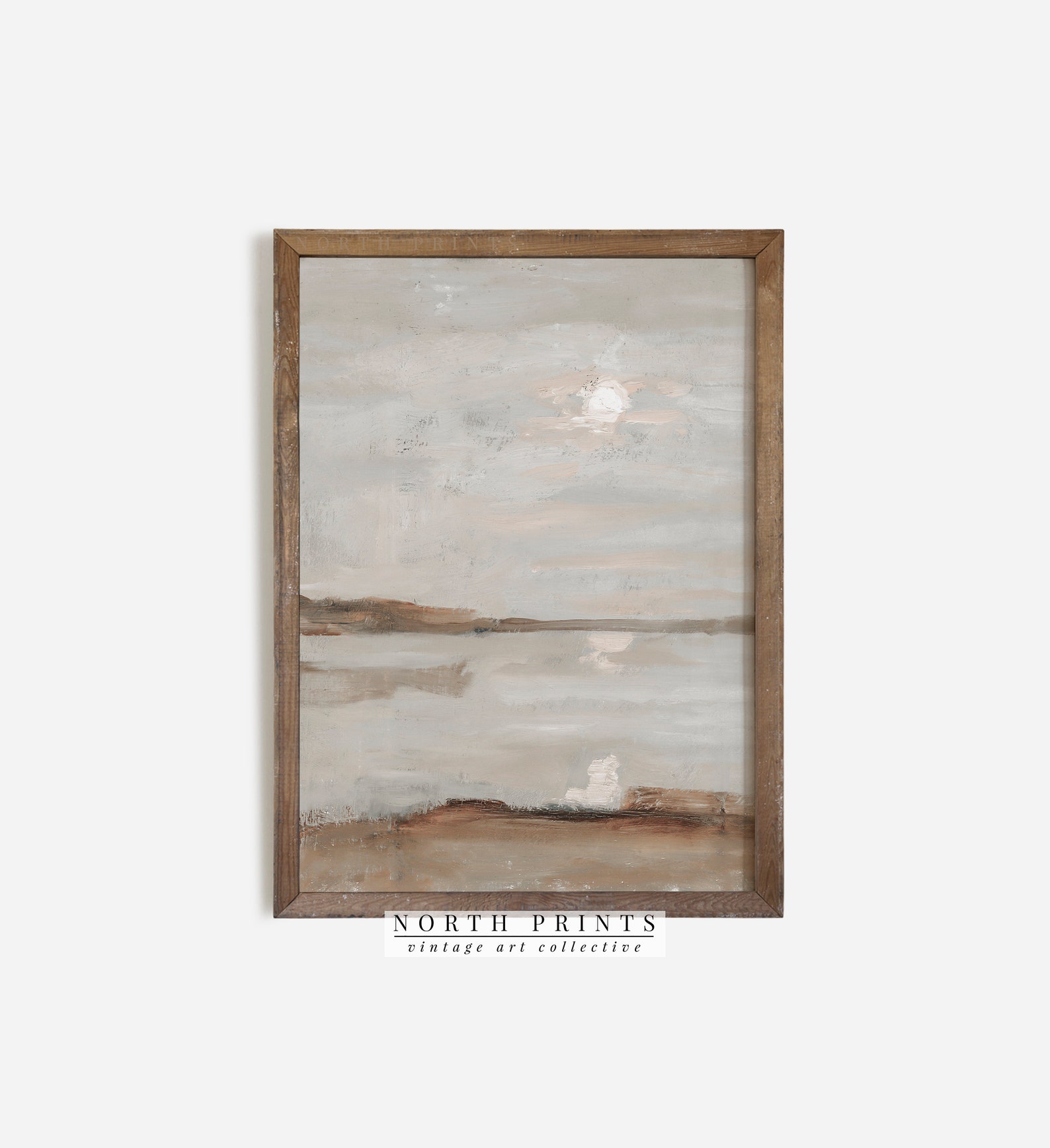 Muted Beach Scene Oil Painting: Warm Tone Coastal Art (digital Download ...