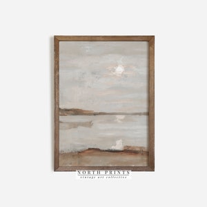 Muted Beach Scene Oil Painting: Warm Tone Coastal Art (digital Download ...