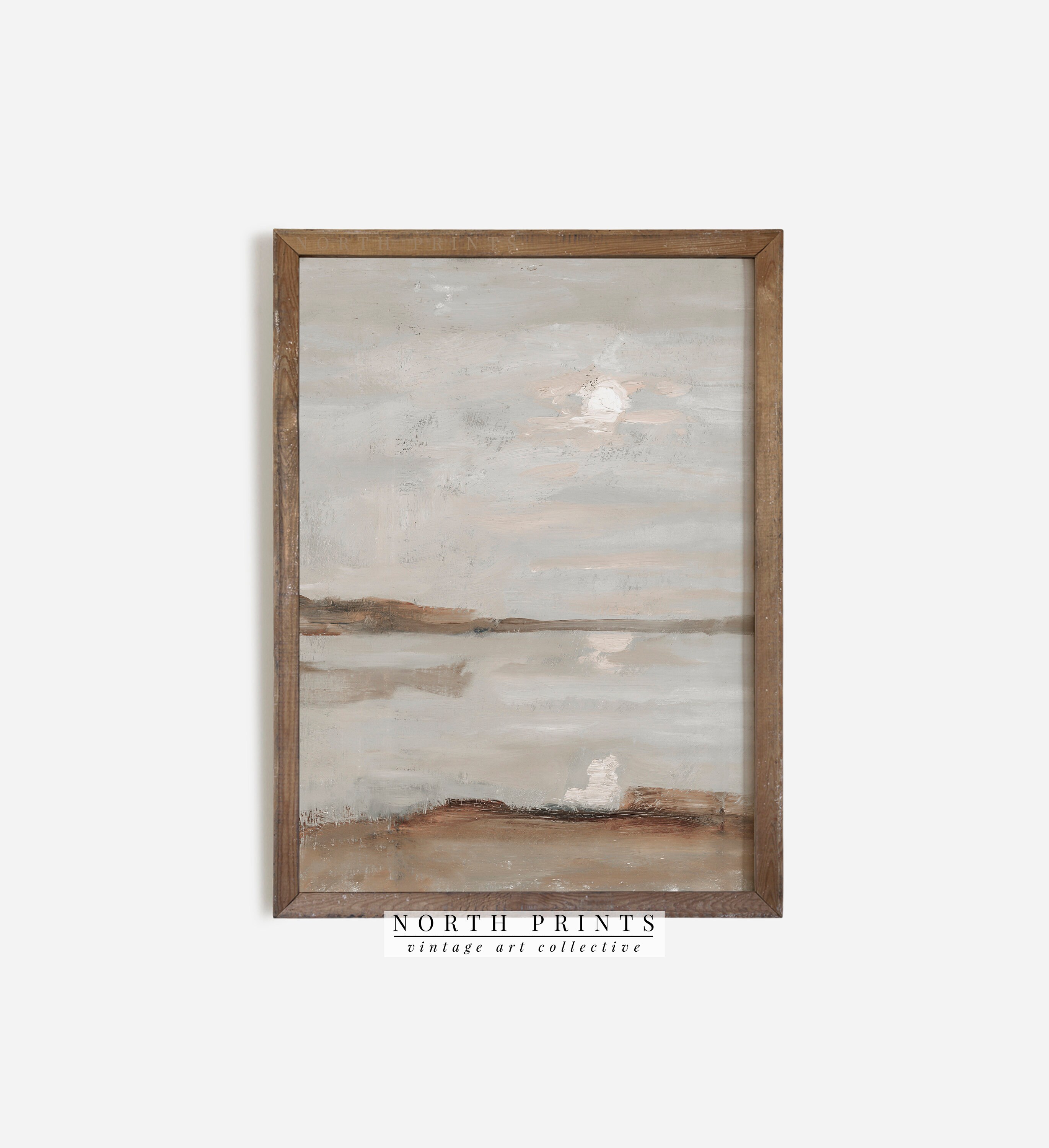 Muted Beach Scene Oil Painting: Warm Tone Coastal Art (digital Download ...
