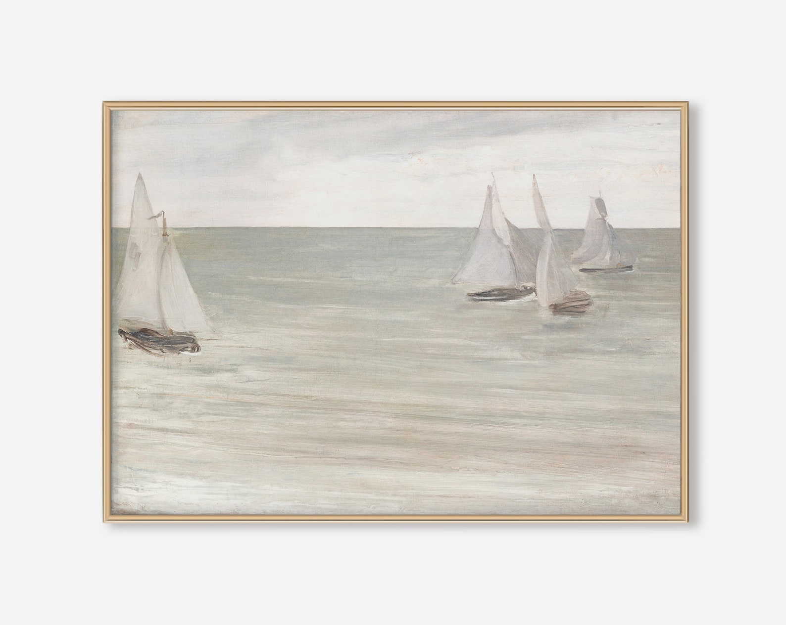 Vintage Nautical Painting Muted Seascape Print Neutral - Etsy