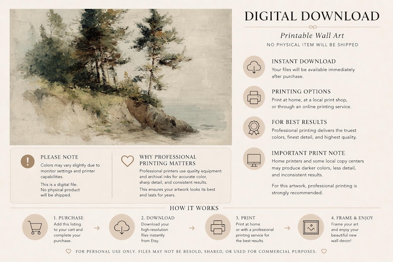 Rustic Coastal Wall Art, Pine Tree Beach Scene, Beach House Decor ...