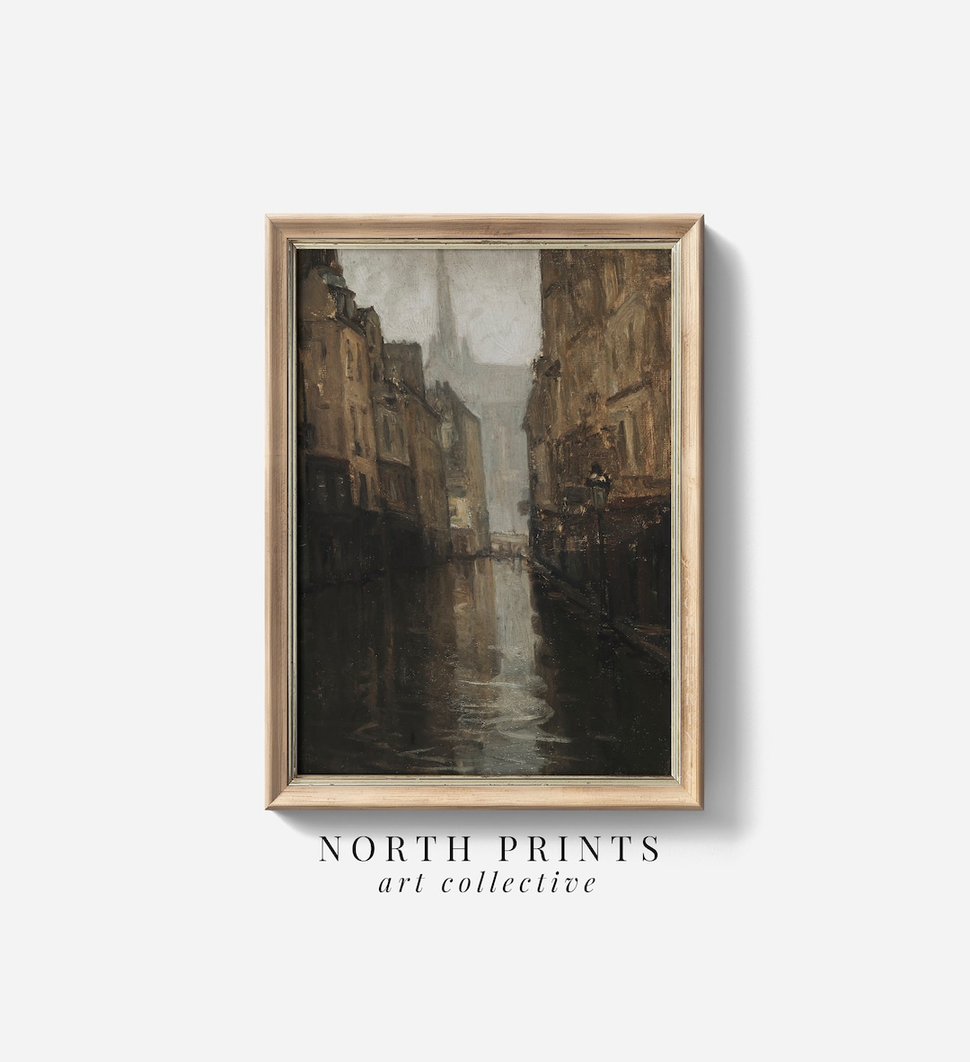 Dark and Moody French Cityscape Painting | Dark Architecture Wall Decor ...